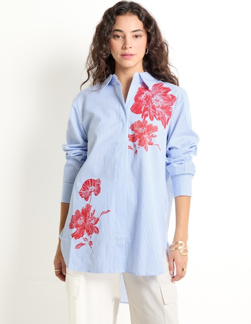 Blusa camisera Only manga larga para mujer 1